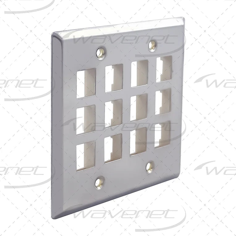 WAVENET 12 PORT DOUBLE GANG FLUSH MOUNTING STYLE STAINLESS STEEL FACEP
