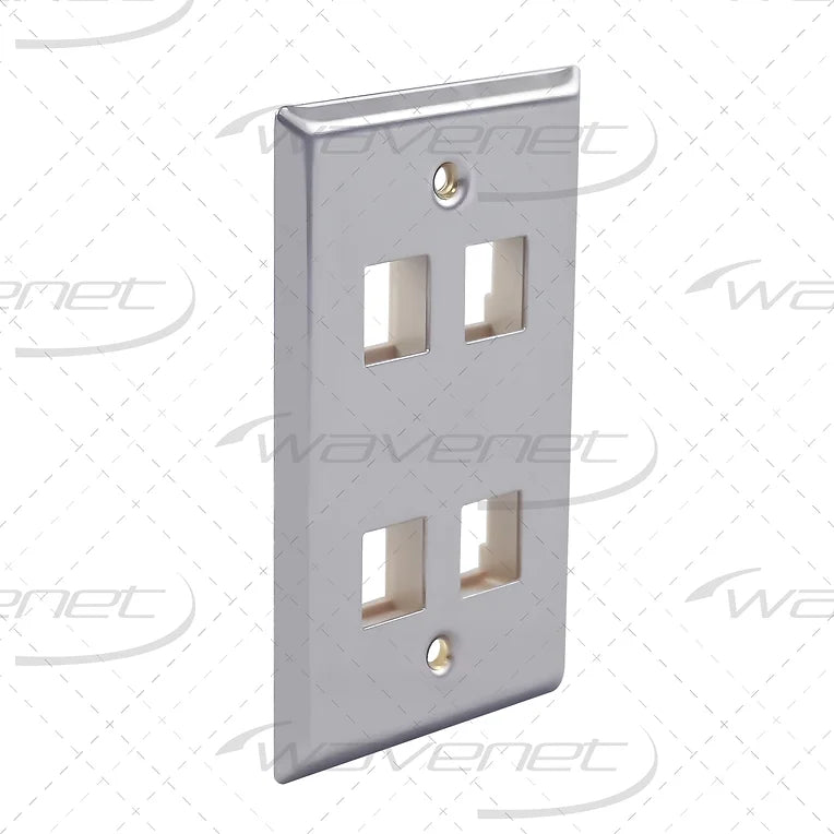WAVENET 4 PORT FLUSH MOUNTING STYLE STAINLESS STEEL FACEPLATES (SINGLE