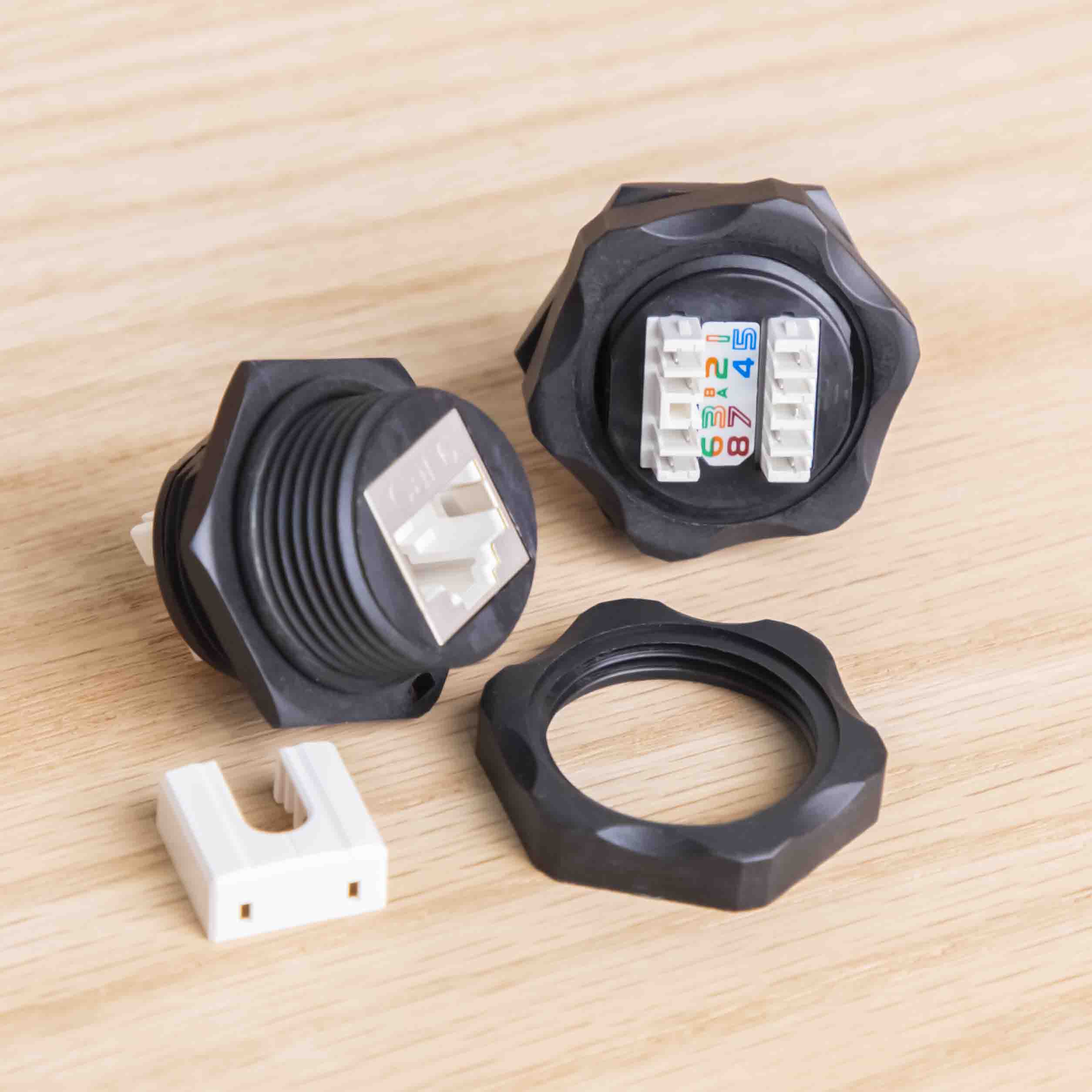 Cat.6 RJ45 Shielded Industrial Panel Mount Jack Waterproof Outdoor