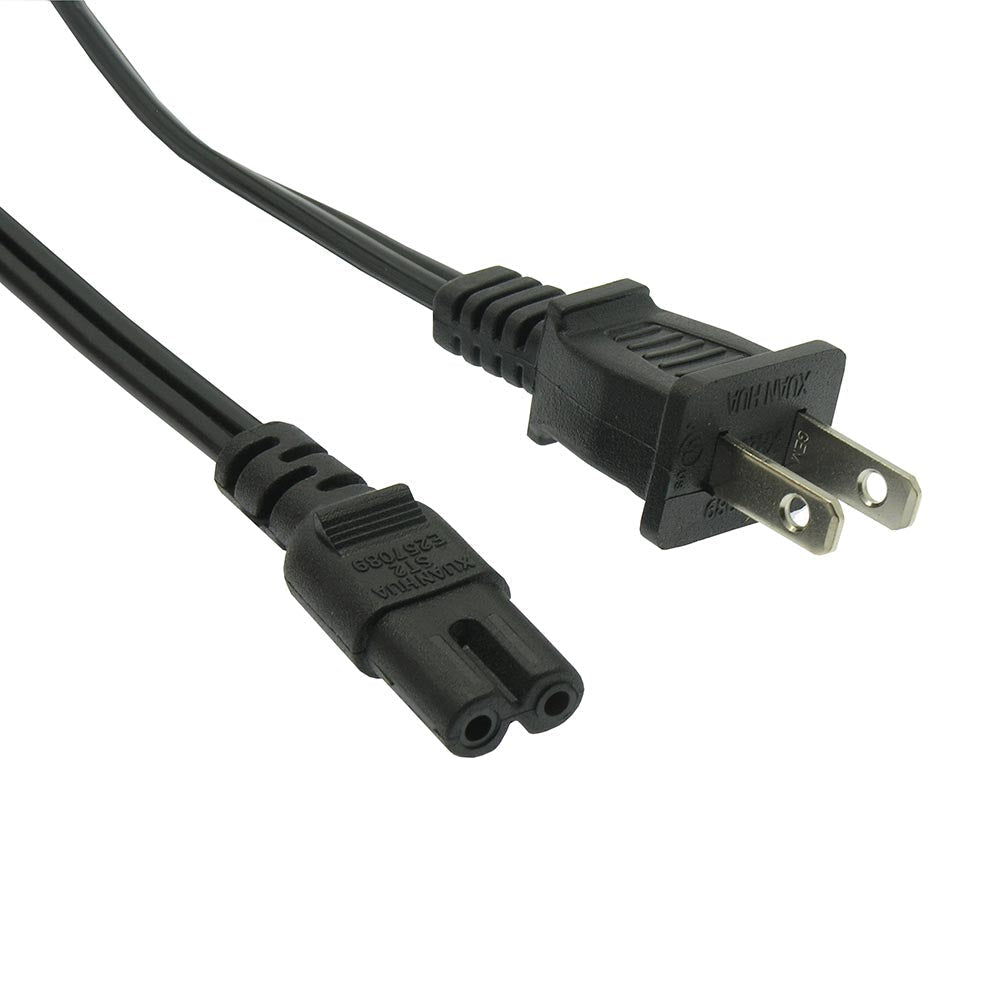 10 Foot 2-Prong Non-Polarized Figure-8 Nema 1-15p to C7 Power Cord 18
