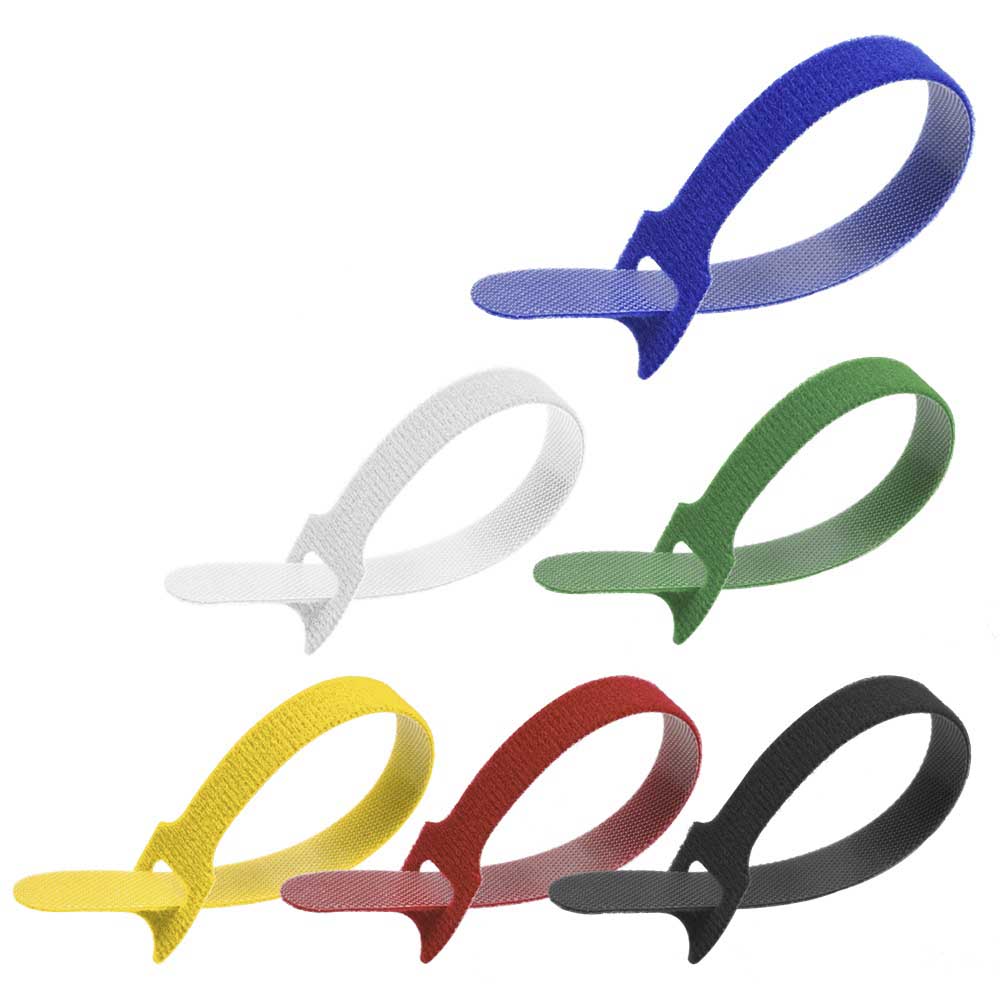8 Inch Hook and Loop Slotted Wrap Strap 1/2" Width Assorted colors 60