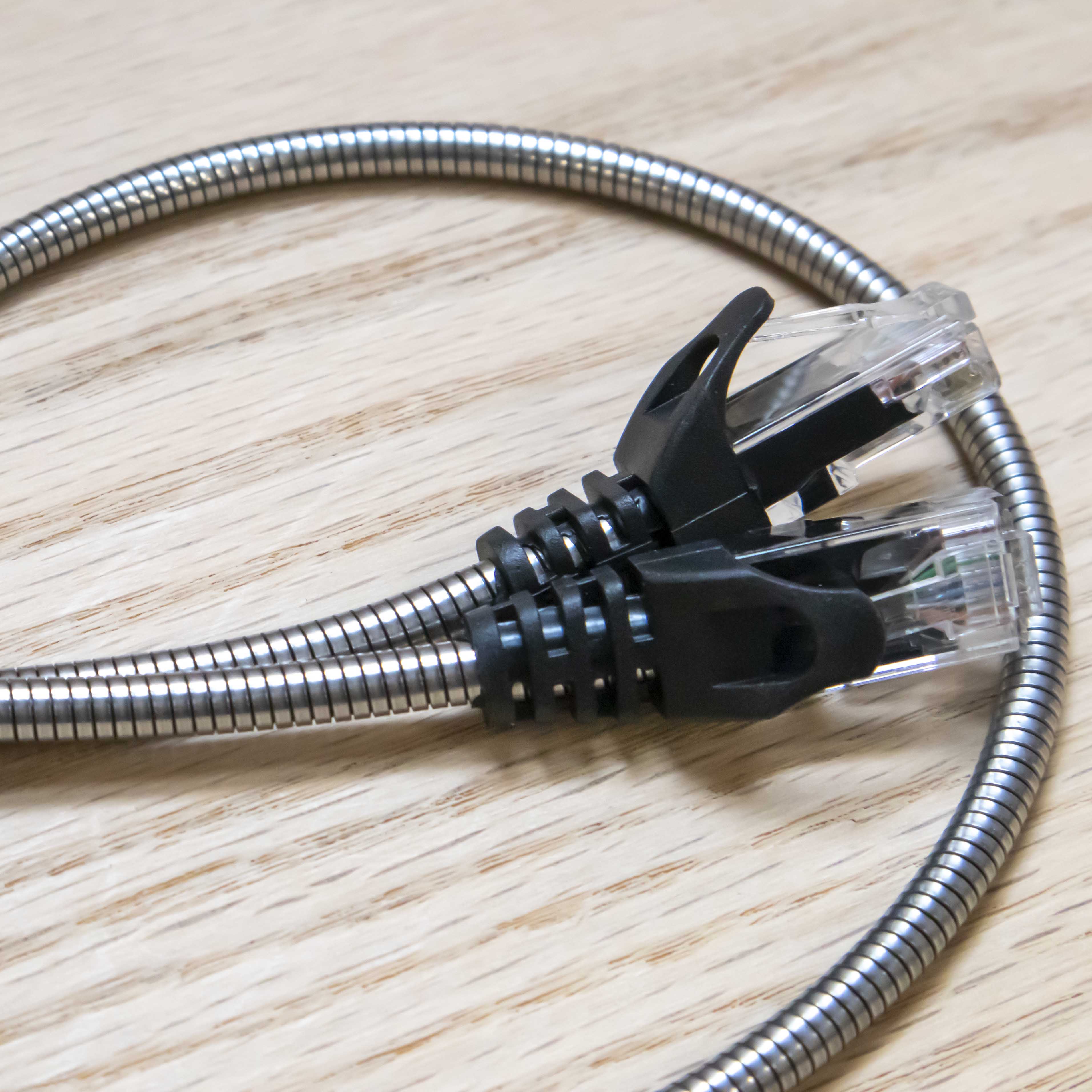 65 Foot Armored Cat.6A Patch Cable Industrial Anti-Rodent Slim 28 AWG